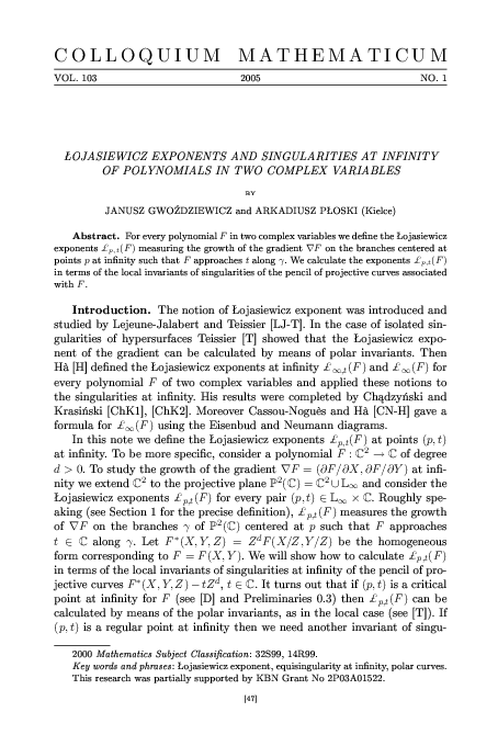 (PDF) Łojasiewicz Exponents and Singularities at Infinity of ...