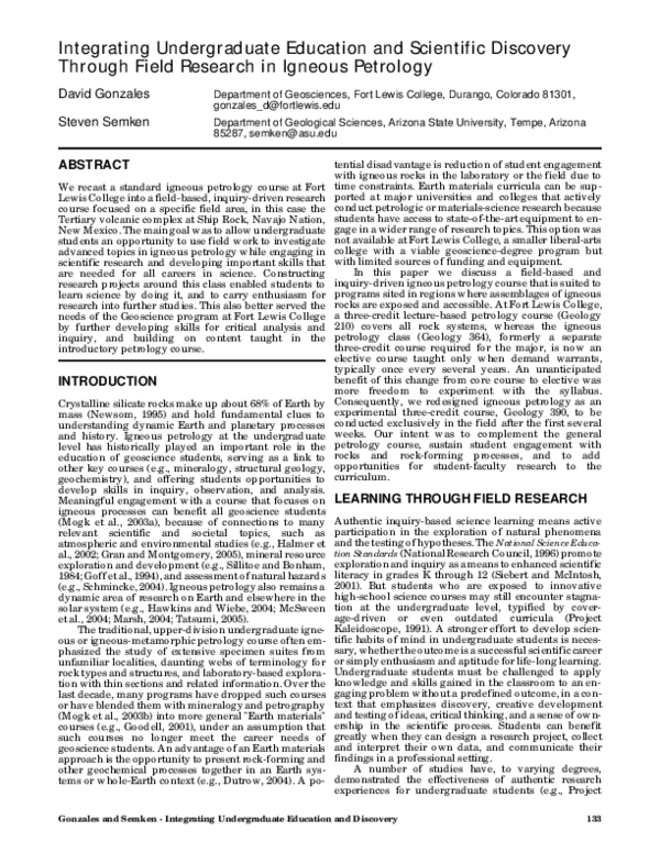 (PDF) Integrating Undergraduate Education and Scientific Discovery ...