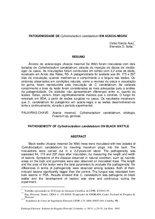 (PDF) Patogenicidade de Cylindrocladium candelabrum em acácia-negra