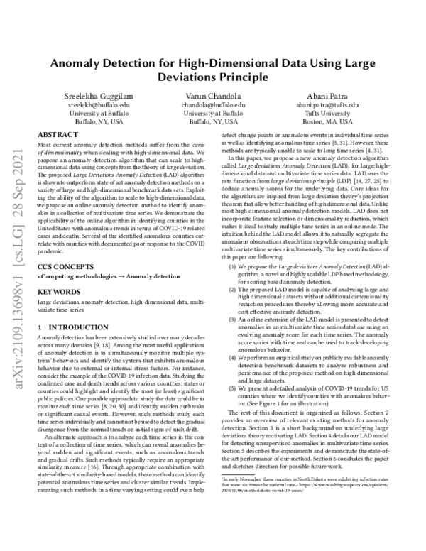 Pdf Anomaly Detection For High Dimensional Data Using Large Deviations Principle