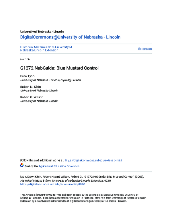 (PDF) G1272 NebGuide: Blue Mustard Control
