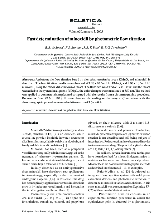 (PDF) Fast determination of minoxidil by photometric flow titration