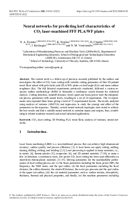 (PDF) Neural networks for predicting kerf characteristics of CO2 laser ...