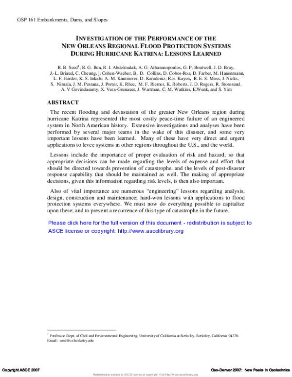 (PDF) Investigation of the Performance of the New Orleans Regional ...