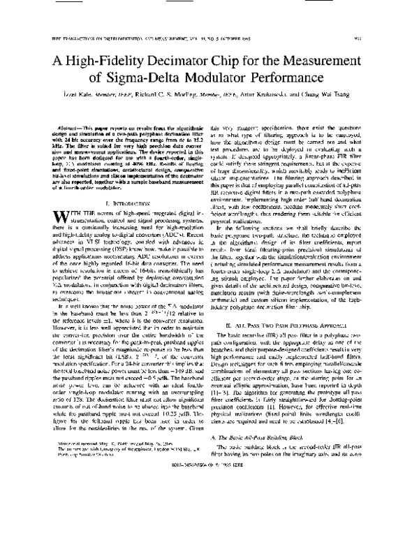 (PDF) Decimator Chip for Sigma-Delta Measurement