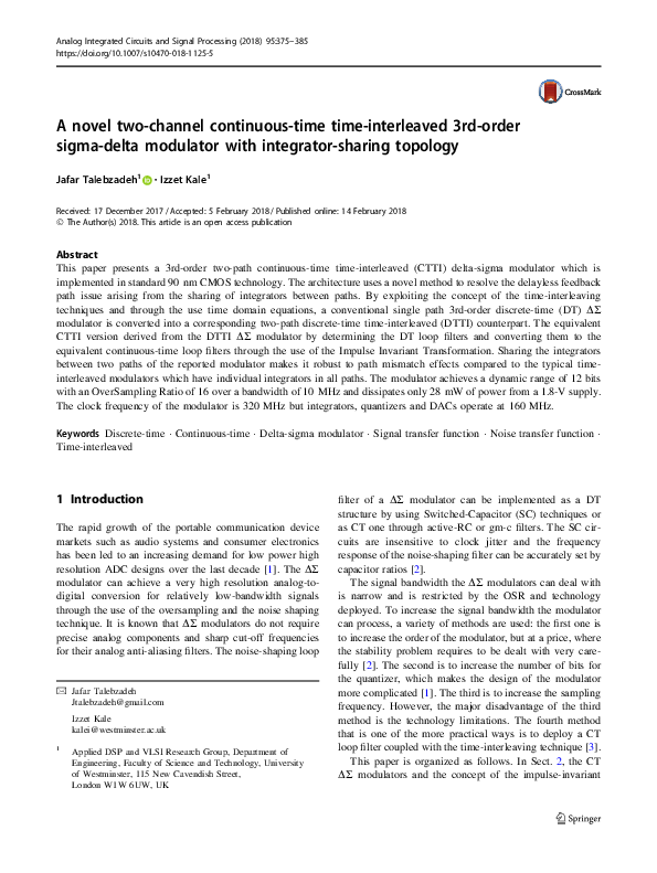 (PDF) Time-Interleaved Sigma-Delta Modulator Design