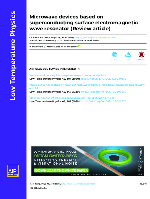 (PDF) Microwave devices based on superconducting surface ...
