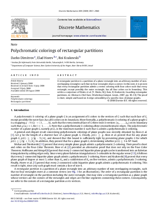 (PDF) Coloring Rectangular Partitions with Four Colors
