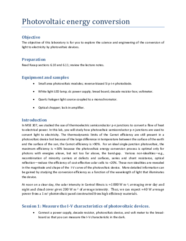 (PDF) Photovoltaic Energy Conversion