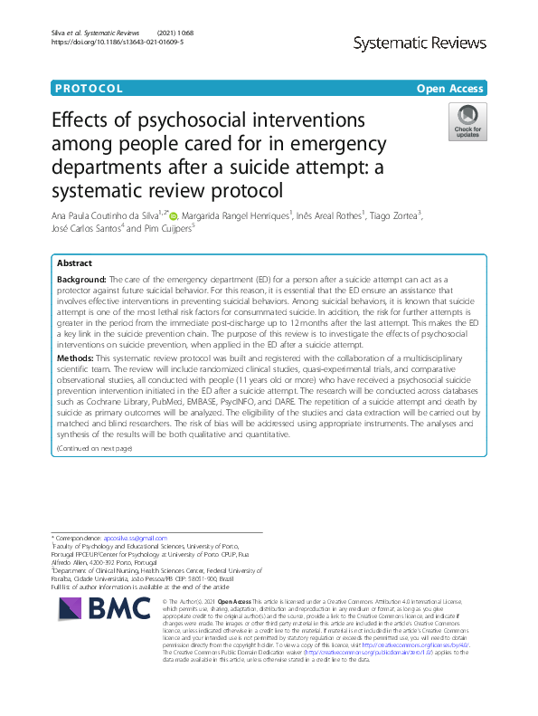 (PDF) Effects of psychosocial interventions among people cared for in emergency departments ...