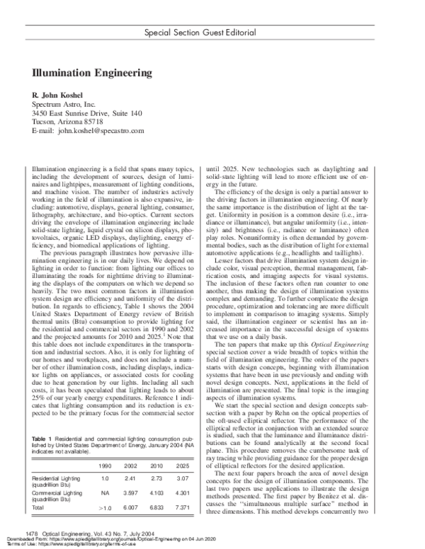 Pdf Illumination Engineering