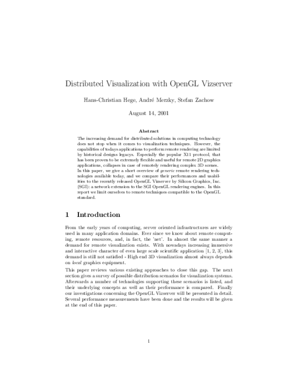 (PDF) Distributed Visualization with OpenGL Vizserver