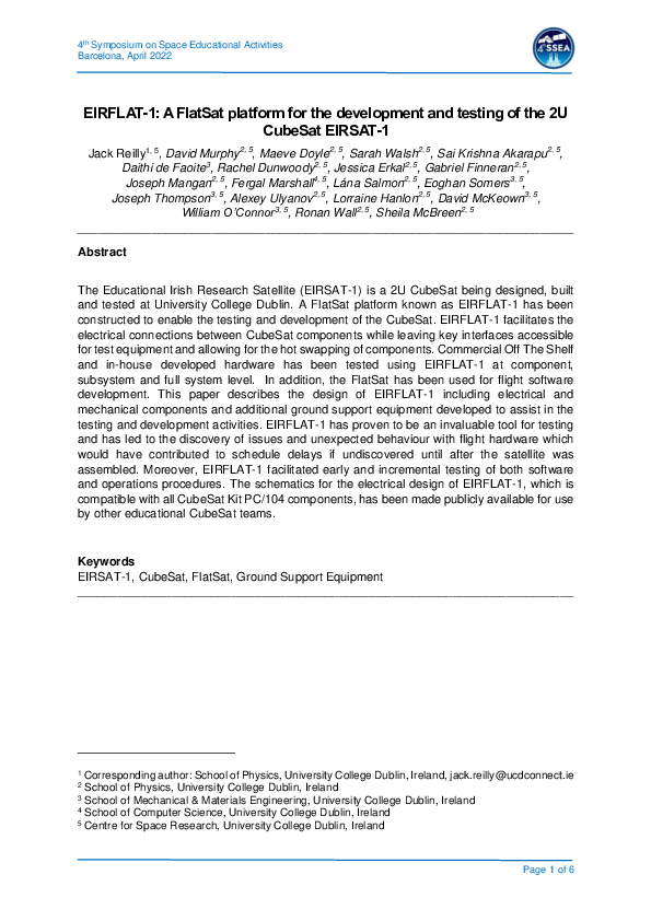 (PDF) EIRFLAT-1: A FlatSat platform for the development and testing of ...