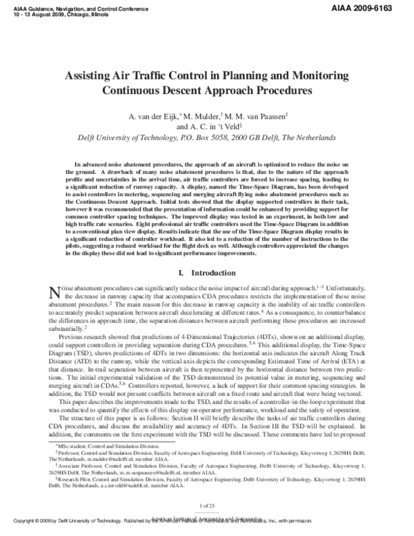 (PDF) Assisting Air Traffic Control in Planning and Monitoring ...