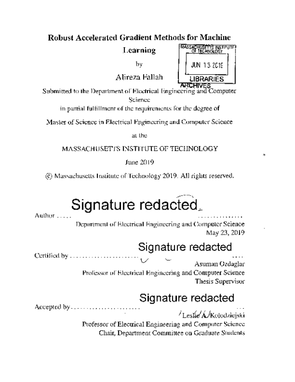 (PDF) Robust accelerated gradient methods for machine learning