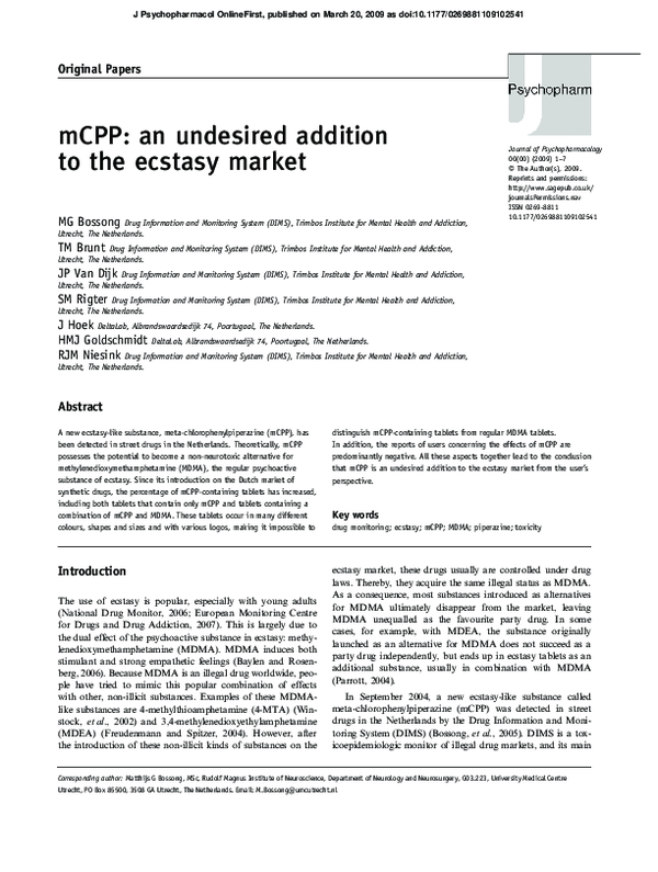 (PDF) mCPP: an undesired addition to the ecstasy market