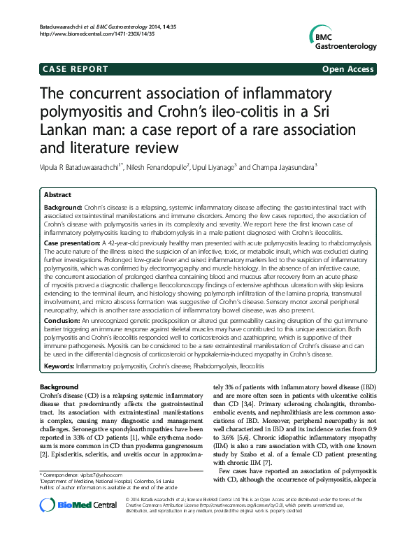 (PDF) The concurrent association of inflammatory polymyositis and Crohn ...