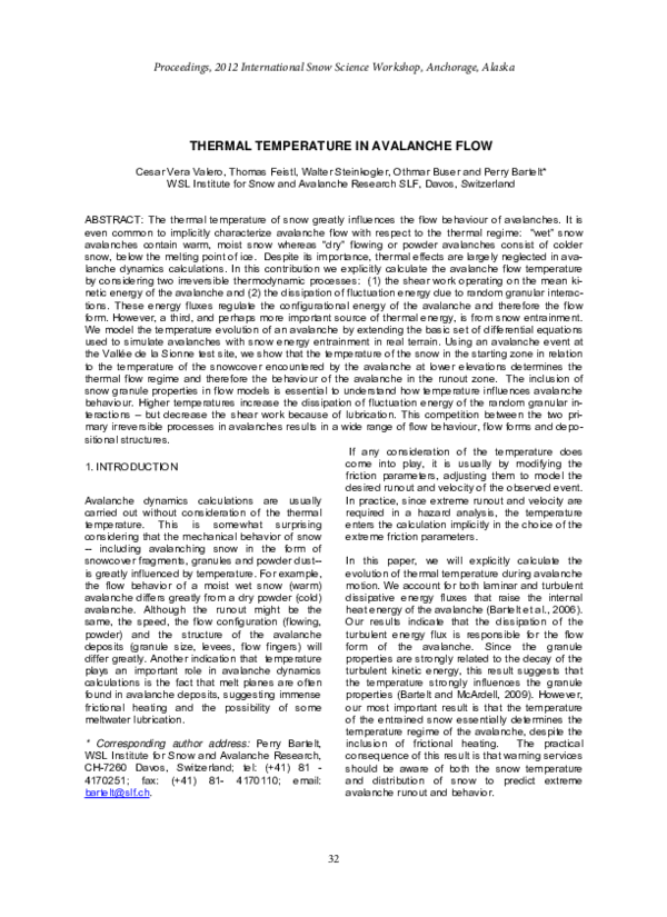 (PDF) Thermal Temperature in Avalanche Flow