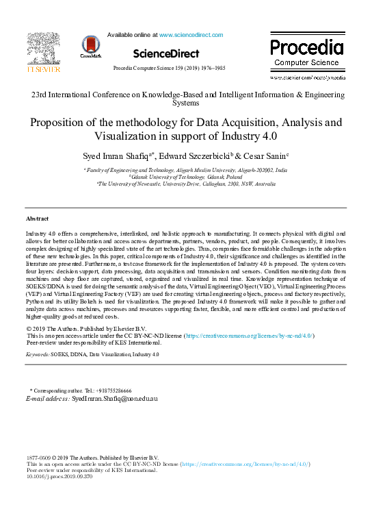 (PDF) Proposition of the methodology for Data Acquisition, Analysis and Visualization in support ...