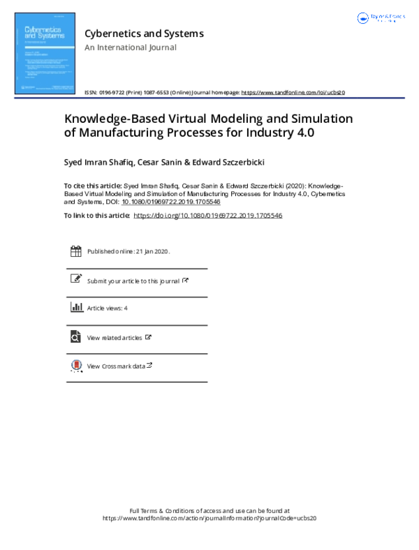 (PDF) Knowledge-Based Virtual Modeling and Simulation of Manufacturing Processes for Industry 4.0