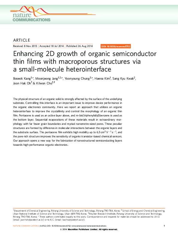 (PDF) Enhancing 2D growth of organic semiconductor thin films with ...