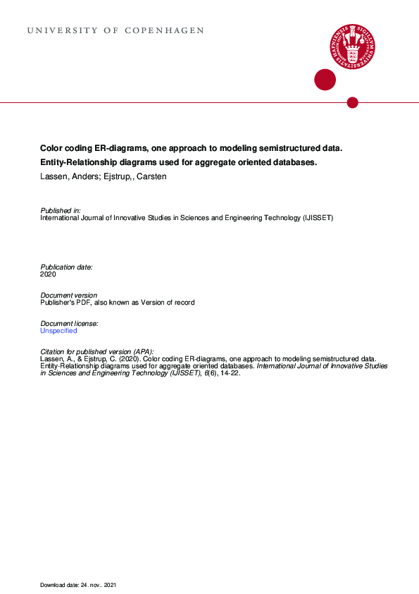Pdf Color Coding Er Diagrams One Approach To Modeling Semi