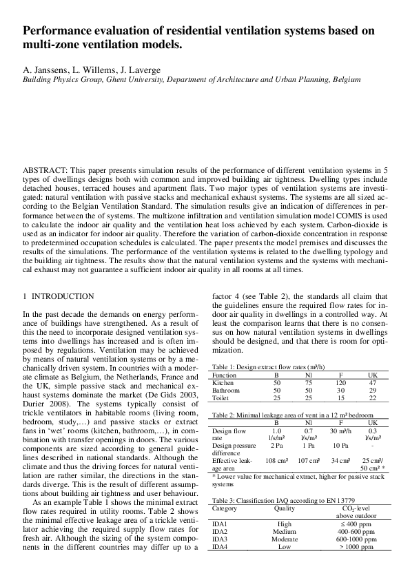 Pdf Performance Evaluation Of Residential Ventilation Systems Based On Multi Zone Ventilation