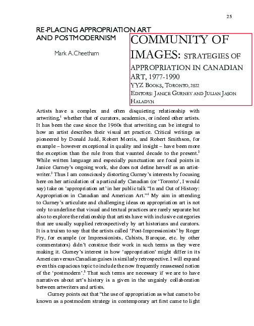 (PDF) RE-PLACING APPROPRIATION ART AND POSTMODERNISM