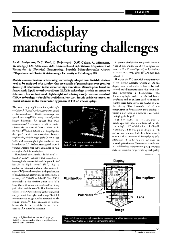 (PDF) Microdisplay manufacturing challenges