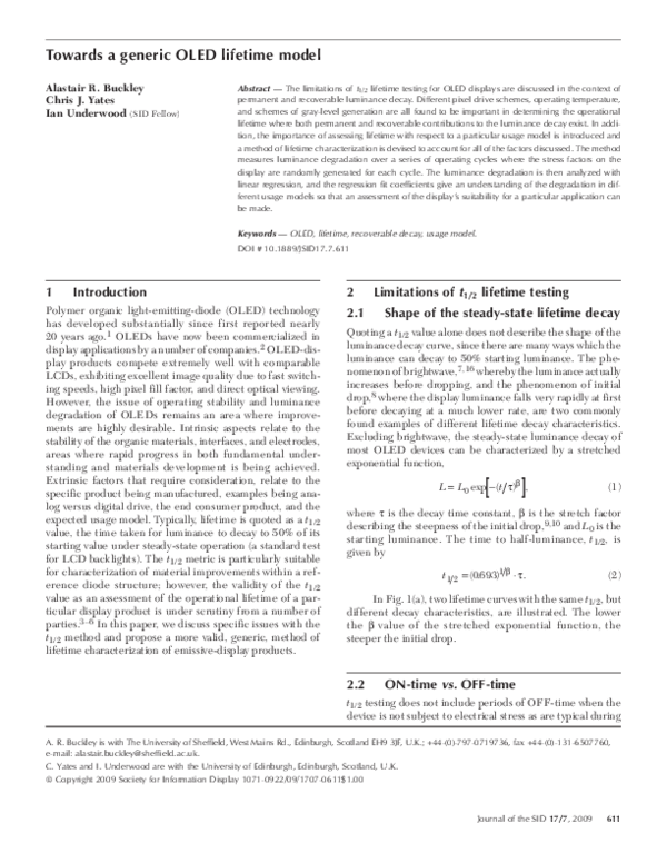 (PDF) Towards a generic OLED lifetime model