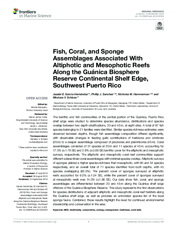 (PDF) Fish, Coral, and Sponge Assemblages Associated With Altiphotic ...