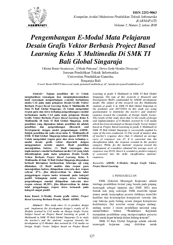 (PDF) Pengembangan E-Modul Mata Pelajaran Desain Grafis Vektor Berbasis Project Based Learning ...