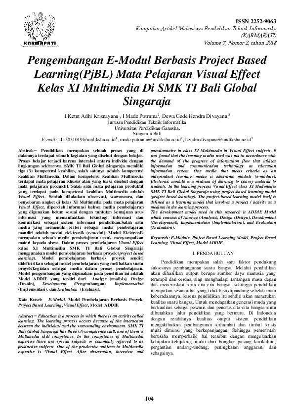 (PDF) Pengembangan E-Modul Berbasis Project Based Learning(PjBL) Mata Pelajaran Visual Effect ...