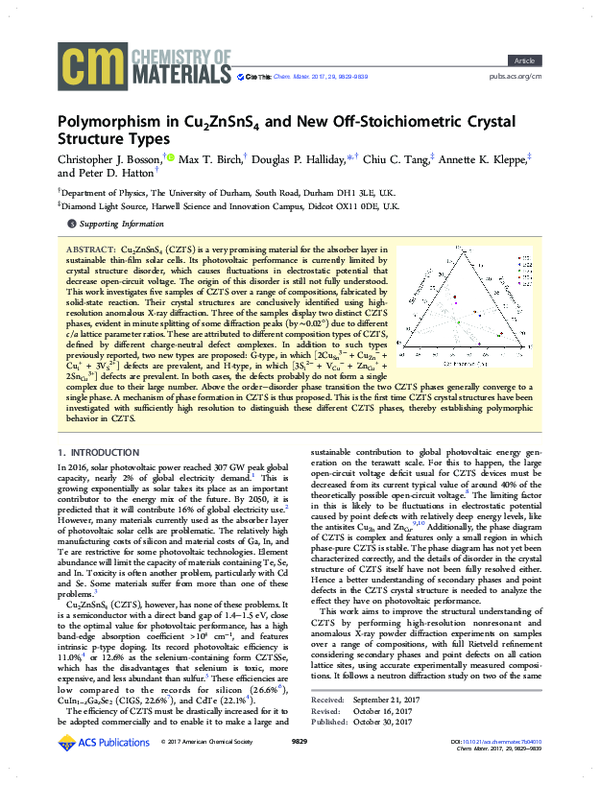 (PDF) Polymorphism in Cu₂ZnSnS₄ and new off-stoichiometric crystal ...