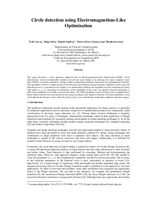 (PDF) Circle detection using electro-magnetism optimization