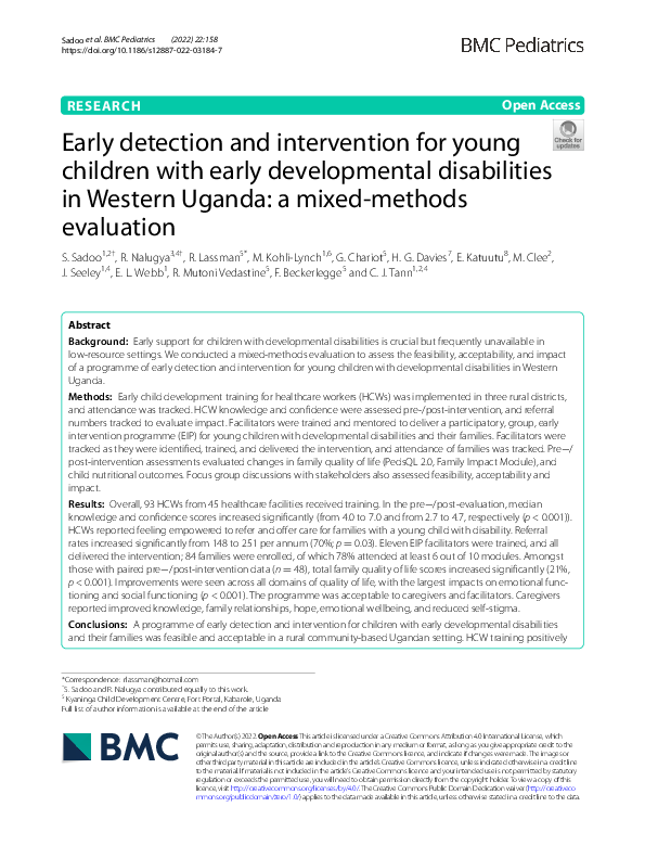 (PDF) Early Detection and Intervention for Young Children With Early ...