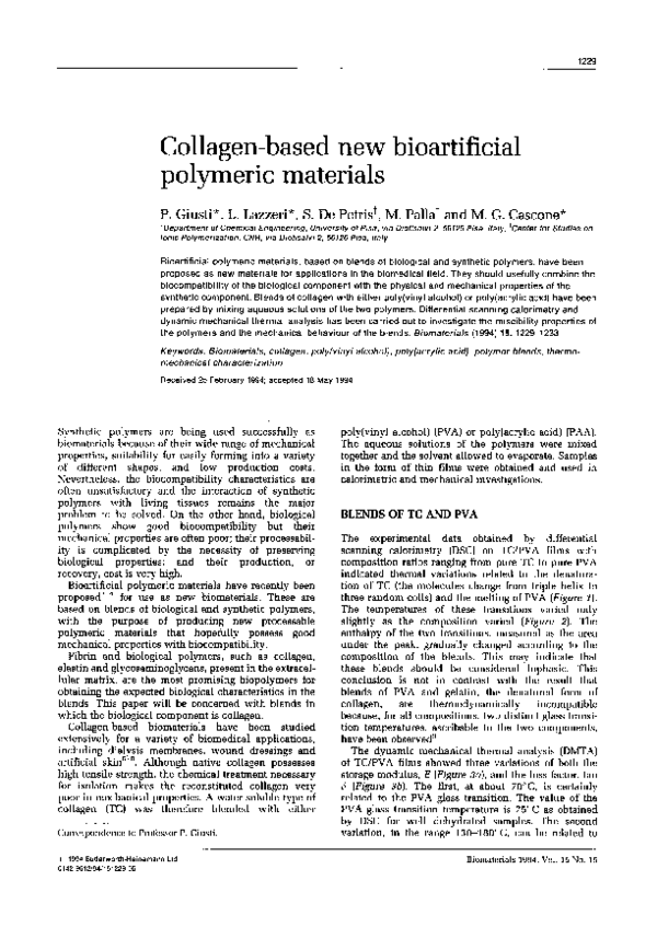 (PDF) Collagen-based new bioartificial polymeric materials