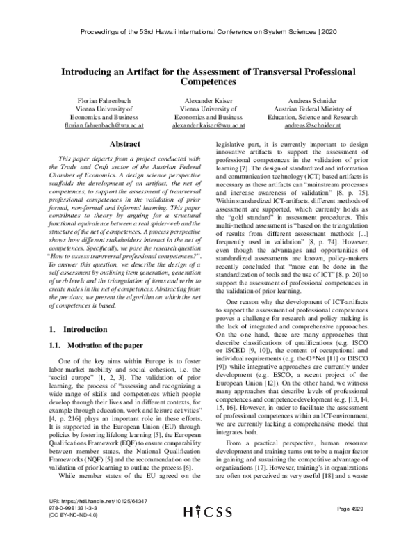 (PDF) Introducing an Artifact for the Assessment of Transversal ...