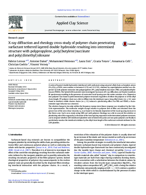 (PDF) X-ray diffraction and rheology cross-study of polymer chain ...