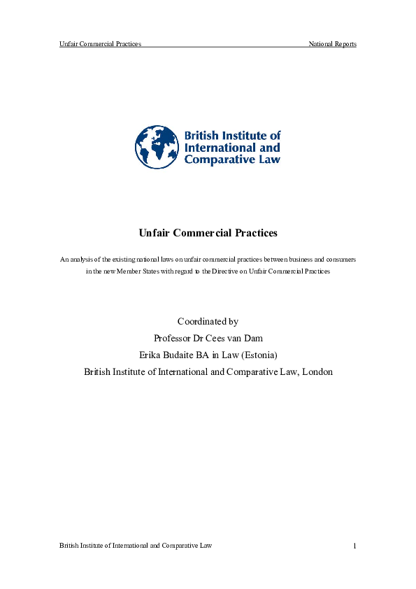 (PDF) Unfair Commercial Practices
