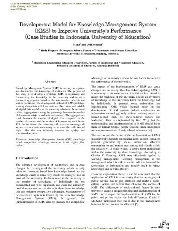 (PDF) KMS Prototype Development for University Success