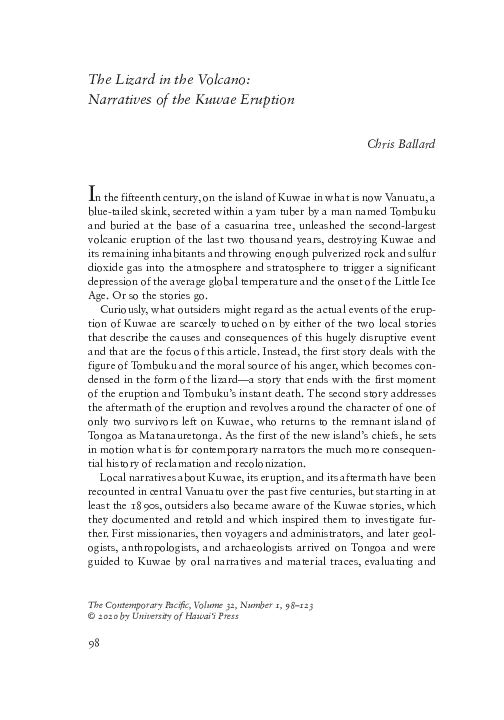 (PDF) The Lizard in the Volcano: Narratives of the Kuwae Eruption