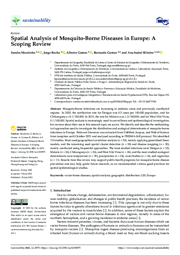 (PDF) Spatial Analysis of Mosquito-Borne Diseases in Europe: A Scoping Review