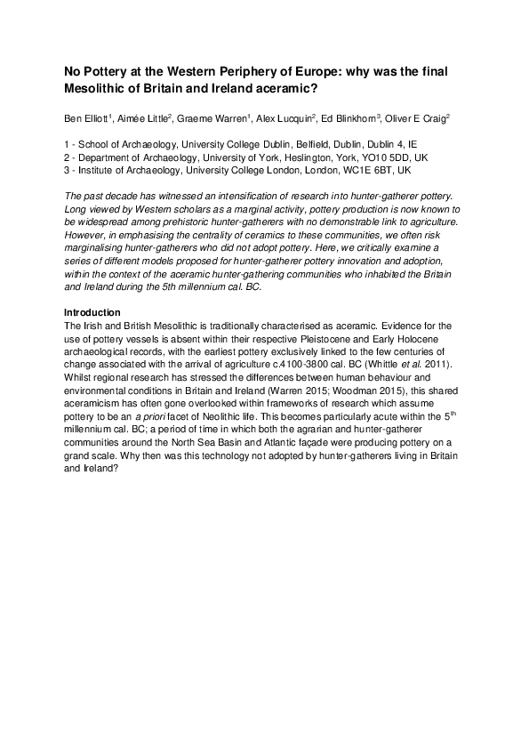 (PDF) No pottery at the western periphery of Europe: why was the Final ...