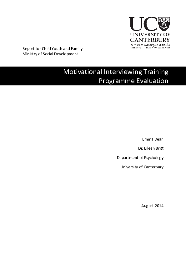 (PDF) Motivational Interviewing Training: Programme Evaluation