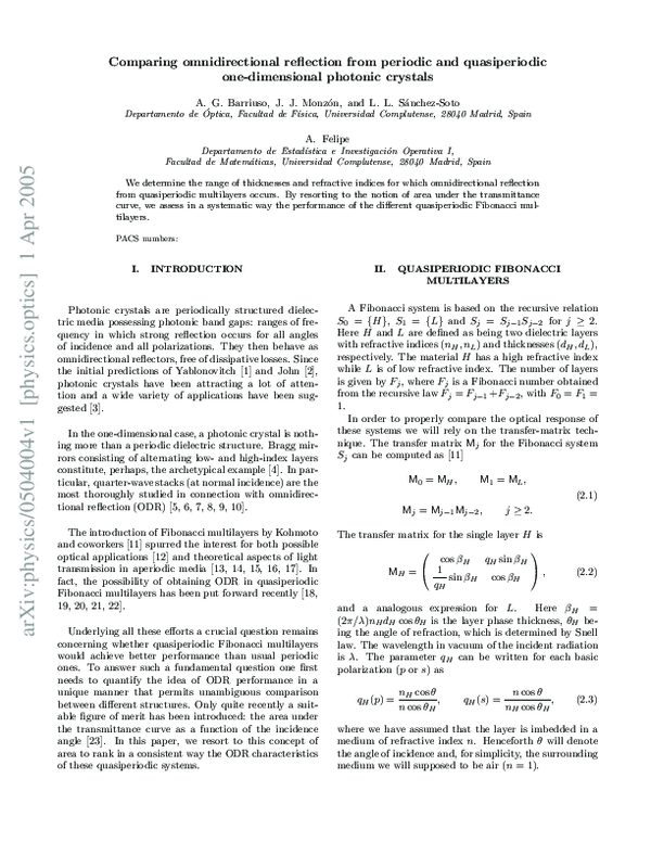 Pdf Comparing Omnidirectional Reflection From Periodic And