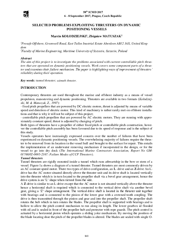 (PDF) Selected Problems Exploiting Thrusters on Dynamic Positioning Vessels