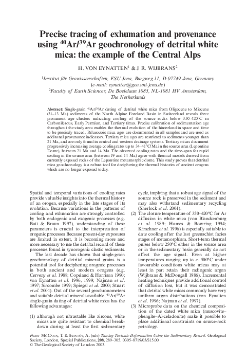 (PDF) Precise tracing of exhumation and provenance using 40 Ar/ 39 Ar ...