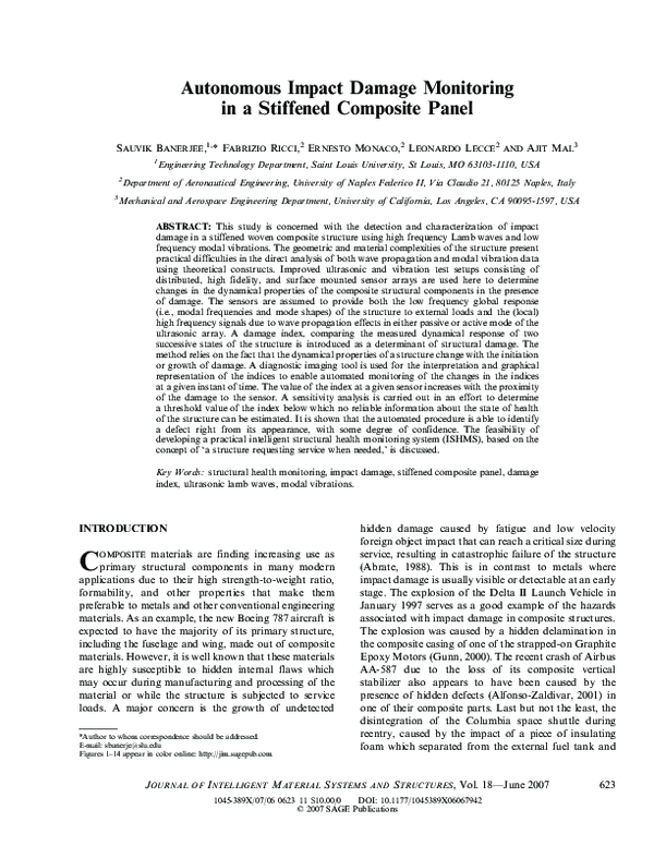 (PDF) Autonomous Impact Damage Monitoring in a Stiffened Composite Panel