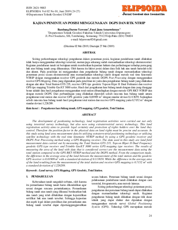 (PDF) Kajian Penentuan Posisi Menggunakan DGPS Dan RTK Ntrip